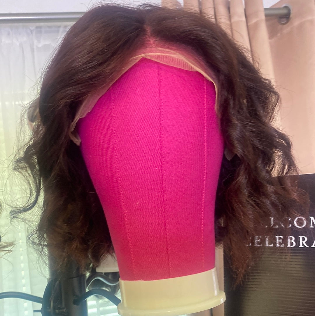 Black Berry Colored 10" Donna 13*4 Transparent Lace Bob Wig Front Wig ...